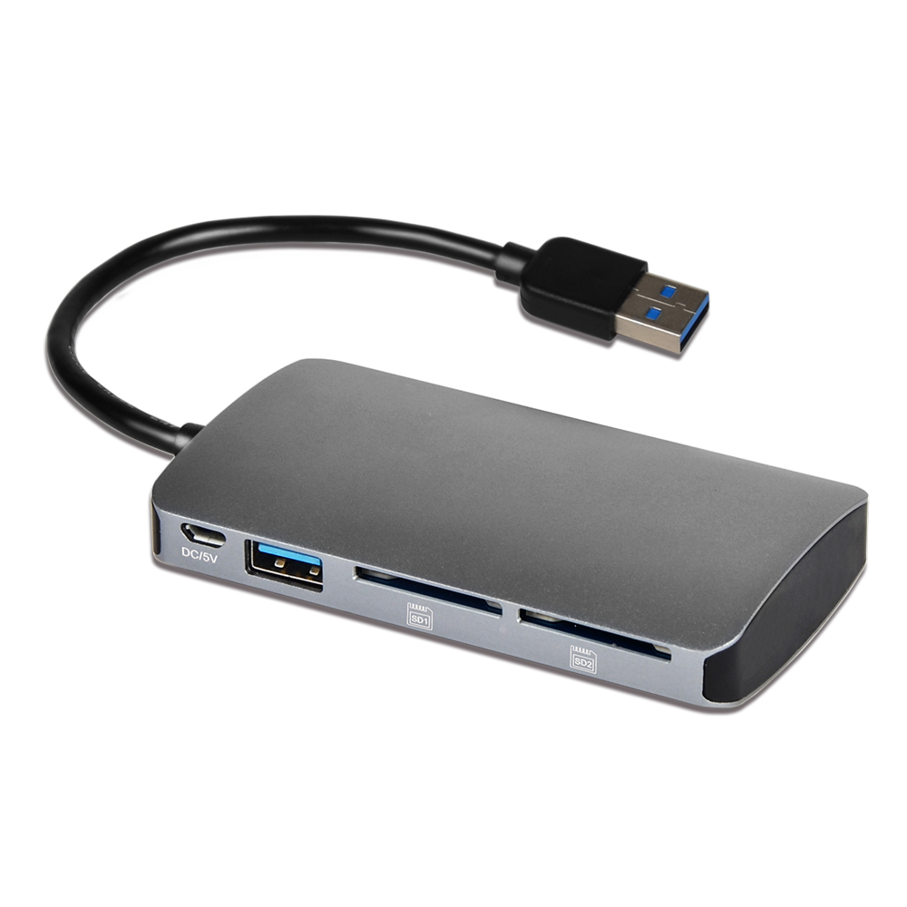 GEN-298 EXTERNAL USB3.0 TYPE-A TO 2 X USB TYPE-A + 4 SLOT SD CARD READER - gmaxtech