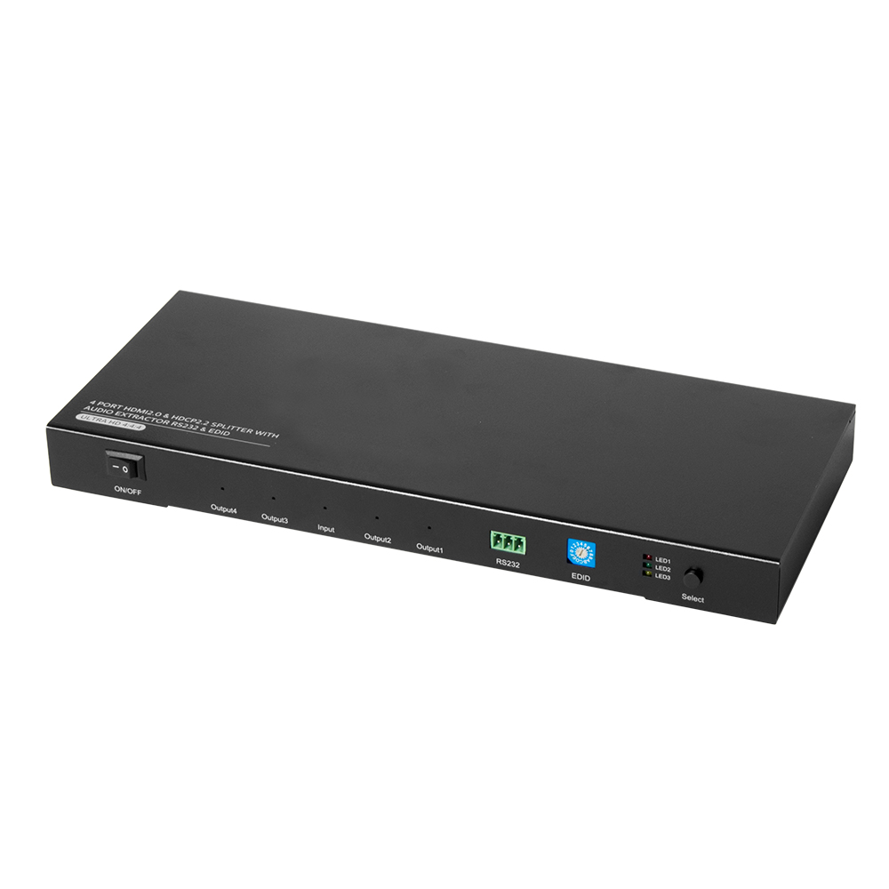 HM-SP104EA 1X4 HDMI 4K60HZ & HDCP2.2 SPLITTER WITH AUDIO EXTRACTOR RS232 AND EDID - gmaxtech