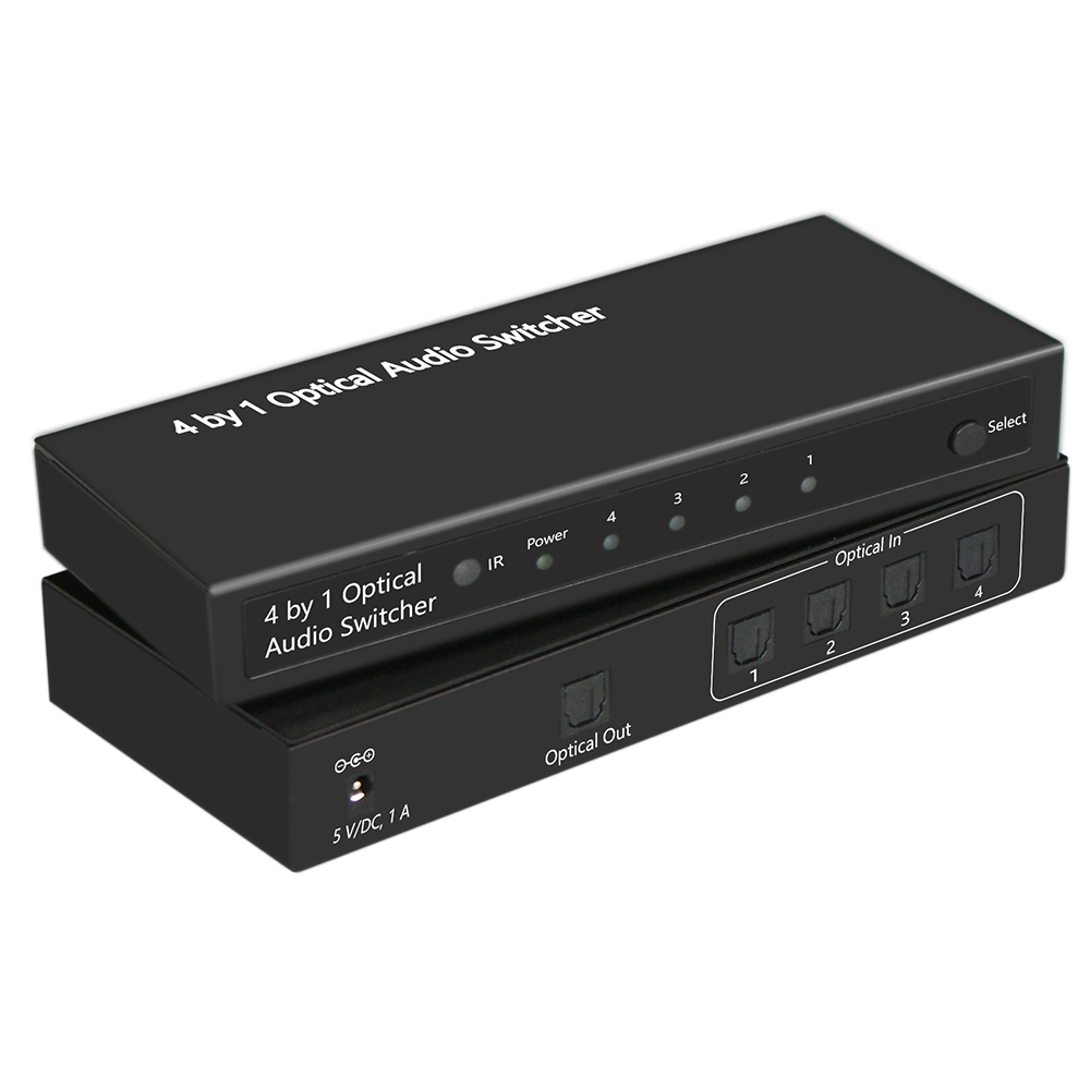 OP-SW401 AUDIO SWITCH TOSLINK S/PDIF DIGITAL 4 PORTS & REMOTE - gmaxtech