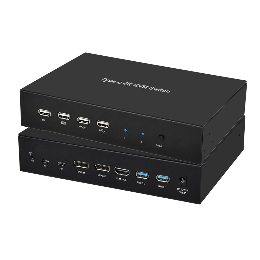 KVMCD-2P TYPE C TO 2DP+HDMI KVM SWITCH WITH USB3.0 SUPPORT MST - gmaxtech