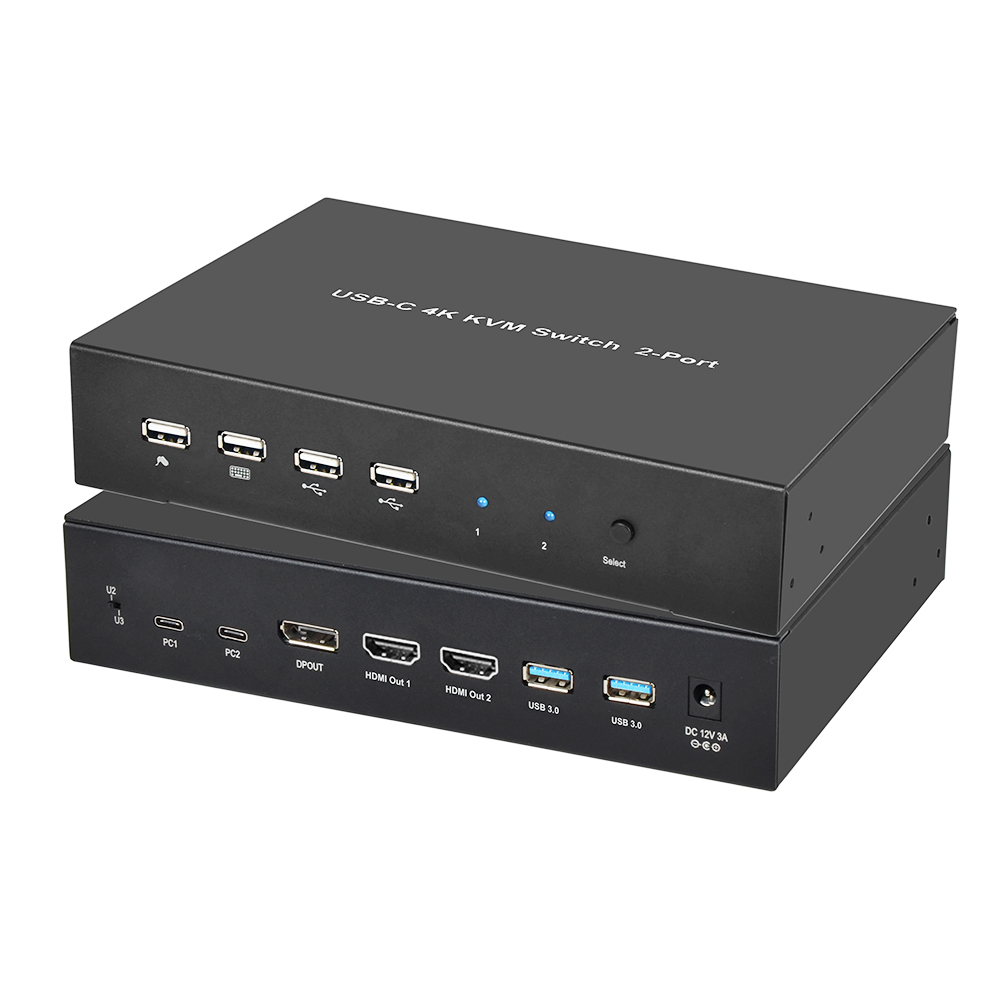 KVMCD-2P TYPE C TO 2DP+HDMI KVM SWITCH WITH USB3.0 SUPPORT MST - gmaxtech